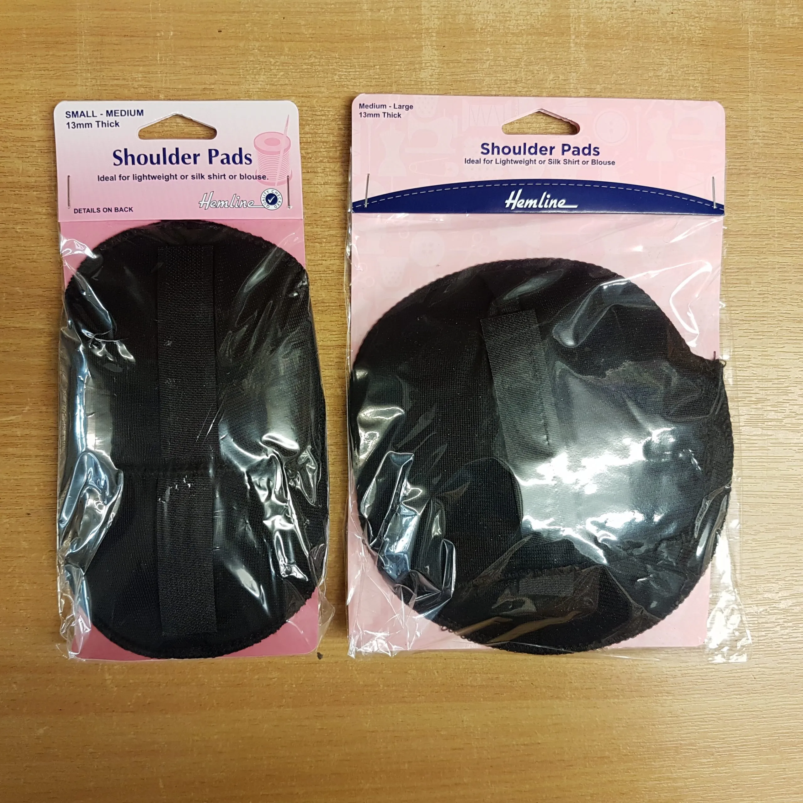 Shoulder Pads - Black - Set-in and Raglan - Duttons for Buttons